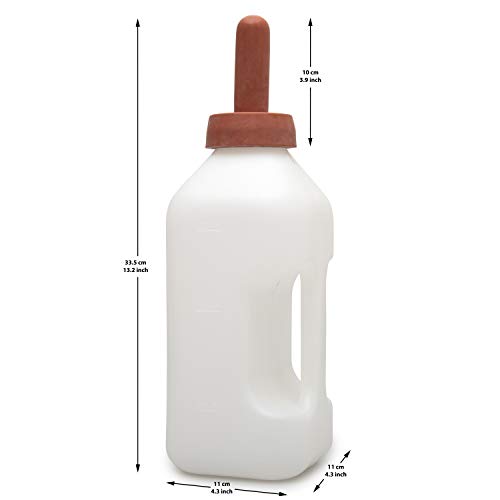 CIRAVI Calf Bottle with Handle and Push-On Nipple, 2 Quart Feeder for Nursing Baby Cows