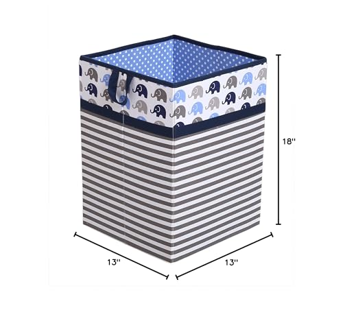 Bacati Collapsible Storage Hamper, Elephants, Blue/Grey, One Size
