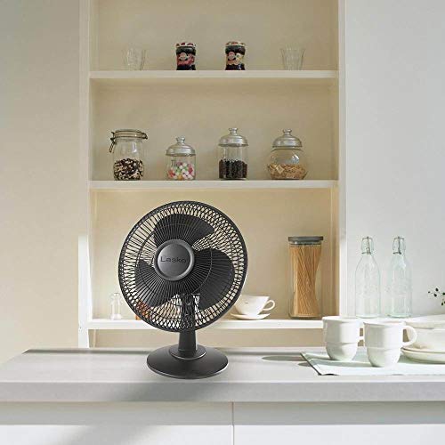 Lasko 12" 3 Speed Portable Oscillating Small Floor or Table Fan, Black (2 Pack)