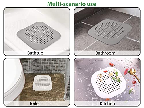 AG COMPANY 1 Pc white Rubber Silicone Square Sink Strainer Bathroom – Best Protection Flat Strainer Stopper with Suction Cups - Filter Shower Drain Cover Stall - Bathtub Hair Catcher Drain Covers.