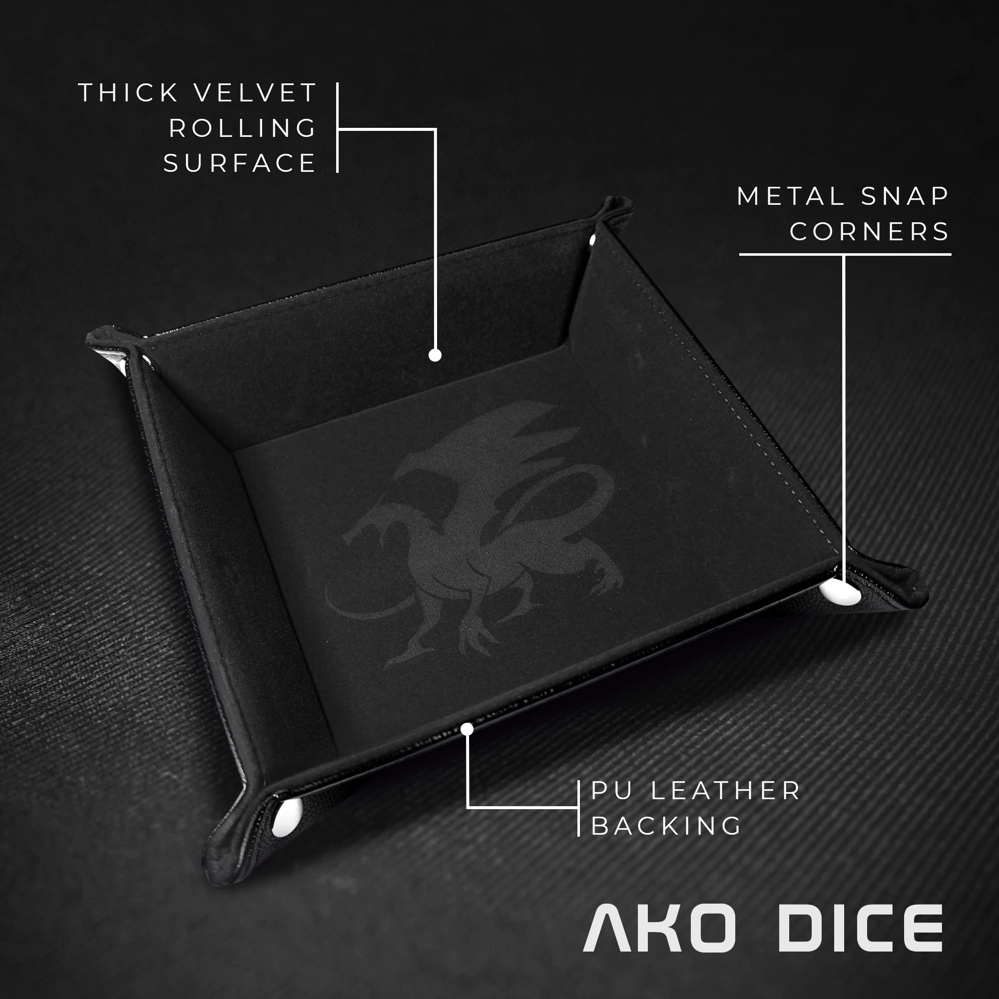 Dice Tray - Green Velvet dice Rolling Tray by AKO Dice - for RPG, DND, and Other Dice Games.