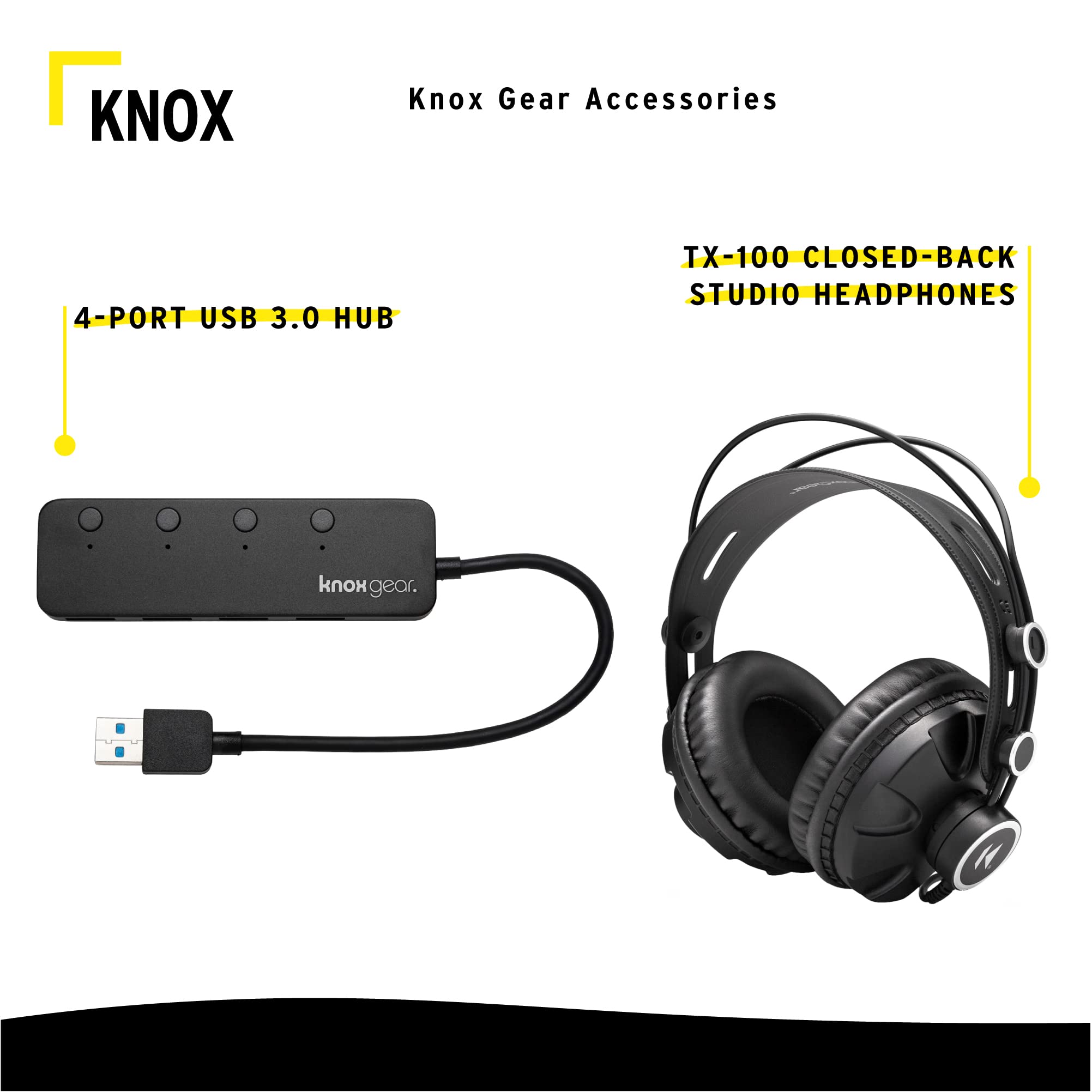 AKG Lyra C44-USB Ultra-HD Multimode USB Microphone Bundle with Knox Headphones and 3.0 4 Port USB Hub (3 Items)
