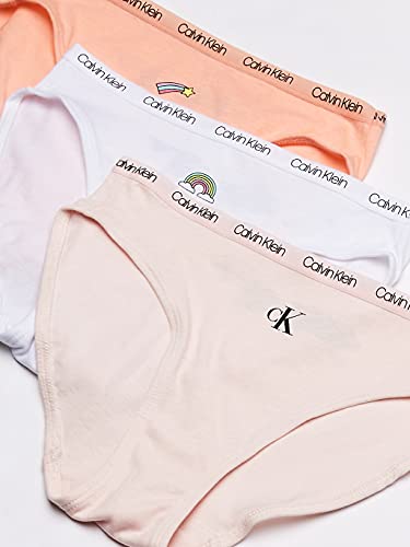 Calvin Klein Girls' Cotton Underwear Bikini Panties, 7 Pack-Fun Icons, Large
