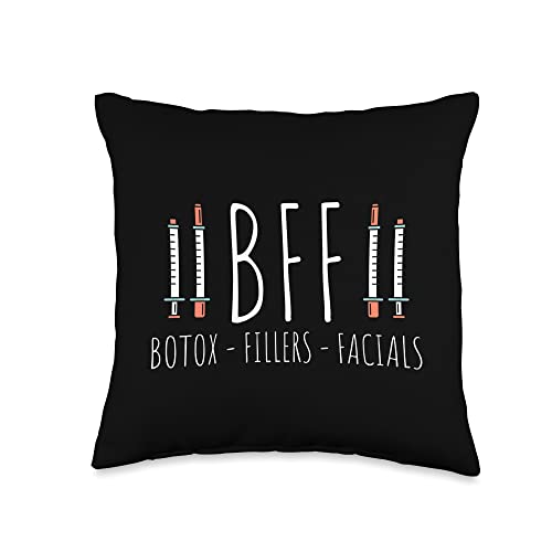 Beautician And Lip Filler Cosmetic Syringe Apparel Botox Plastic Surgery and Aesthetic Nurse Injector Surgeon Throw Pillow, 16x16, Multicolor