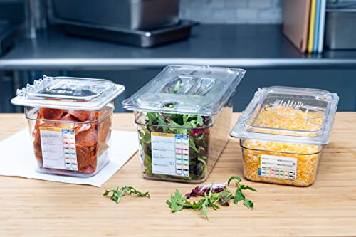 Carlisle FoodService Products StorPlus Plastic 1/6 Food Pan with Integrated Label For Restaurants, 2.5 Quarts, Clear