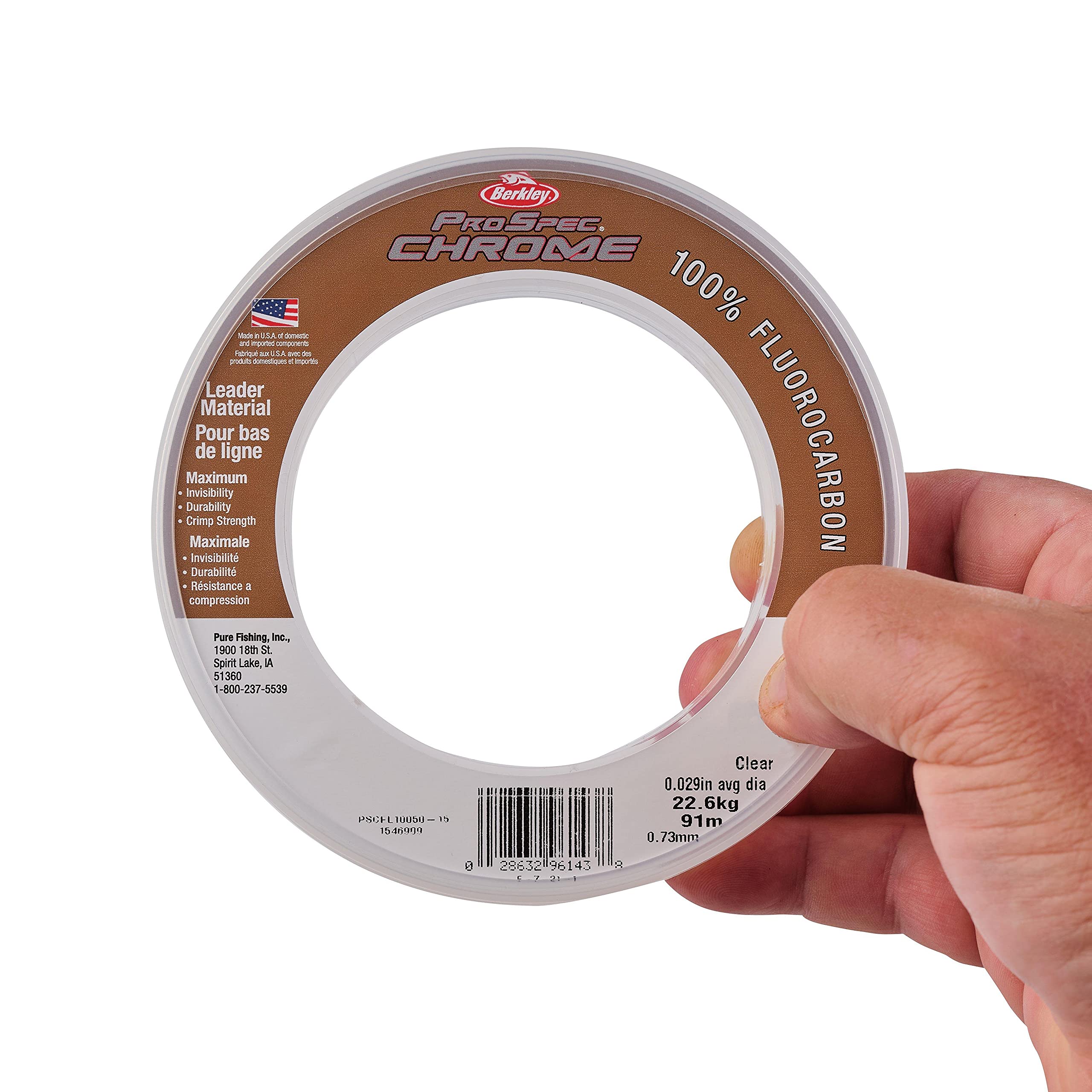 Berkley ProSpec® Chrome 100% Fluoro Leader, Clear, 60lb | 27.2kg, 75yd | 68m Fishing Line, Suitable for Saltwater Environments