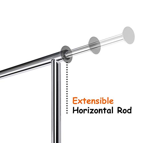 HOKEEPER 250 Lbs Load Capacity Clothes Hanging Garment Racks Portable Heavy Duty Commercial Grade Clothing Rack with Wheels, Chrome Finish