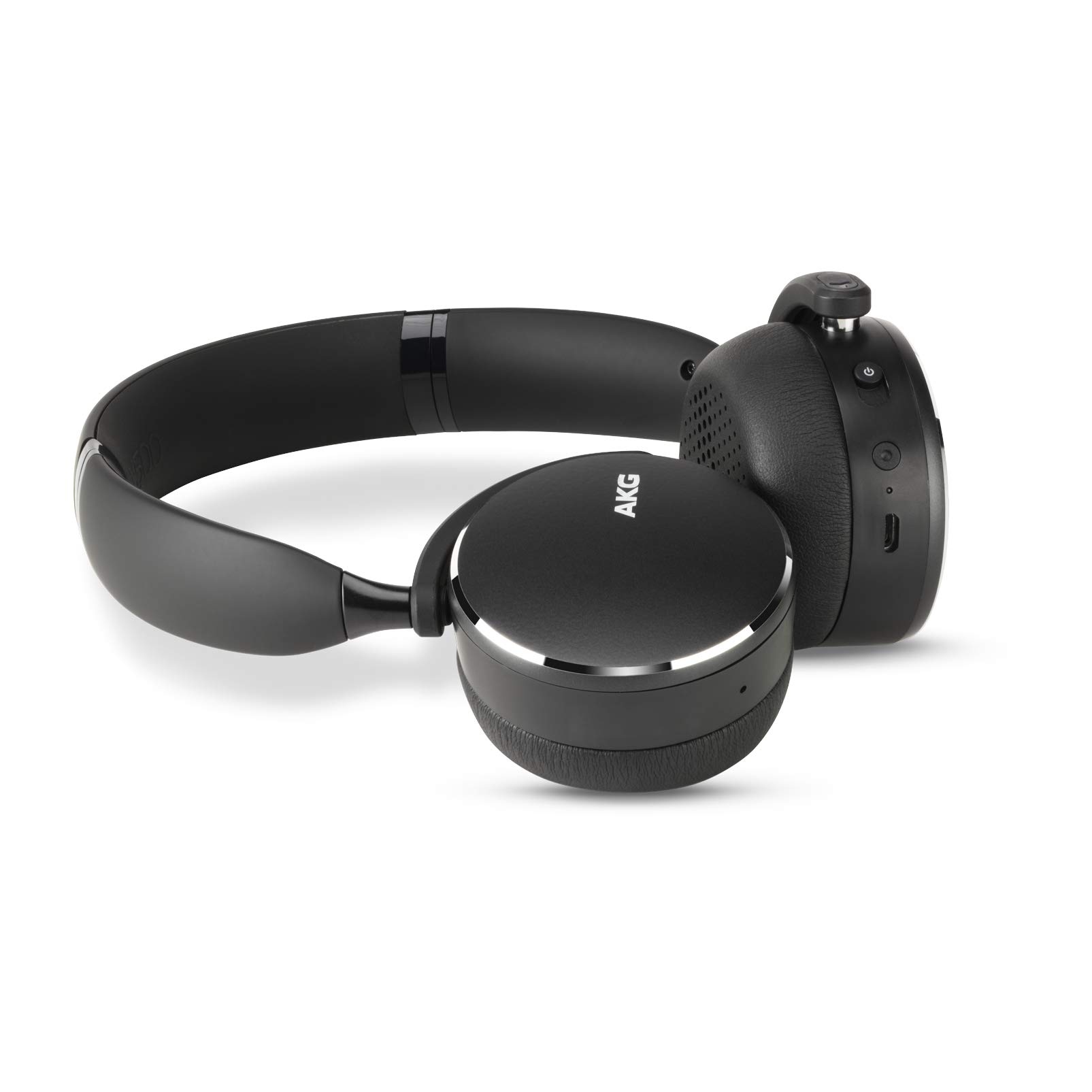 AKG Y500 On-Ear Foldable Wireless Bluetooth Headphones - Black (US Version) (Renewed)