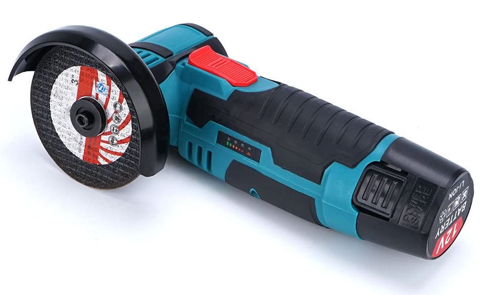 Angle Grinder 3” Grinders Power Tools 12 V Cordless Electric Grinder Handheld Grinding Machine with 2x Cutting Disc 2x Battery for Cutting Polishing Grinding Tile Wood Stone Metal