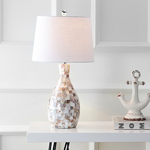JONATHAN Y JYL1054A Verna 26.5" Seashell LED Table Lamp Coastal Contemporary Bedside Desk Nightstand Lamp for Bedroom Living Room Office College Bookcase LED Bulb Included, Ivory/Beige