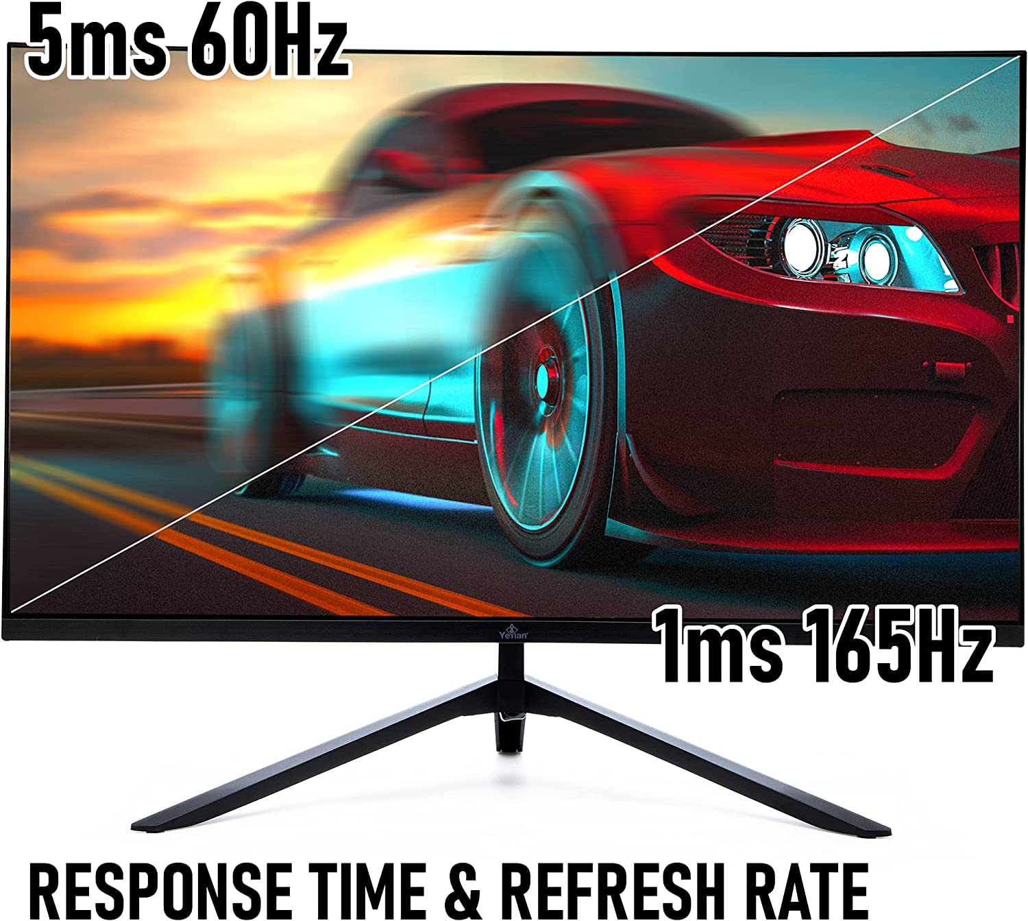 YEYIAN ODRAZ 2000 27” PC Gaming Frameless LED Monitor, 1080P HD, 165Hz, 300cd/m2, 1ms, 3000:1, 16:9, 178°, 16.7M Colors, True Low Motion Blur, AMD FreeSync, DP/HDMI, VESA Mountable, Tilt Adjustable