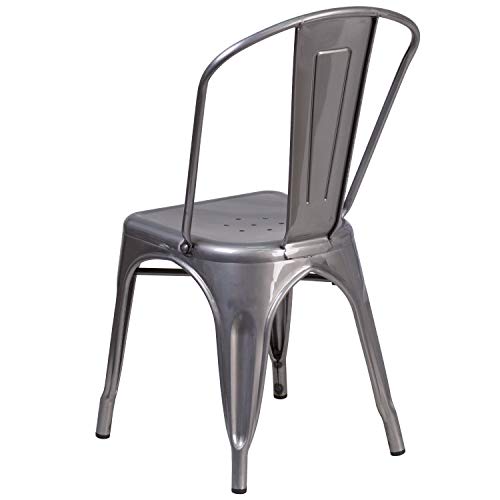 Flash Furniture Lincoln 4 Pack Clear Coated Metal Indoor Stackable Chair