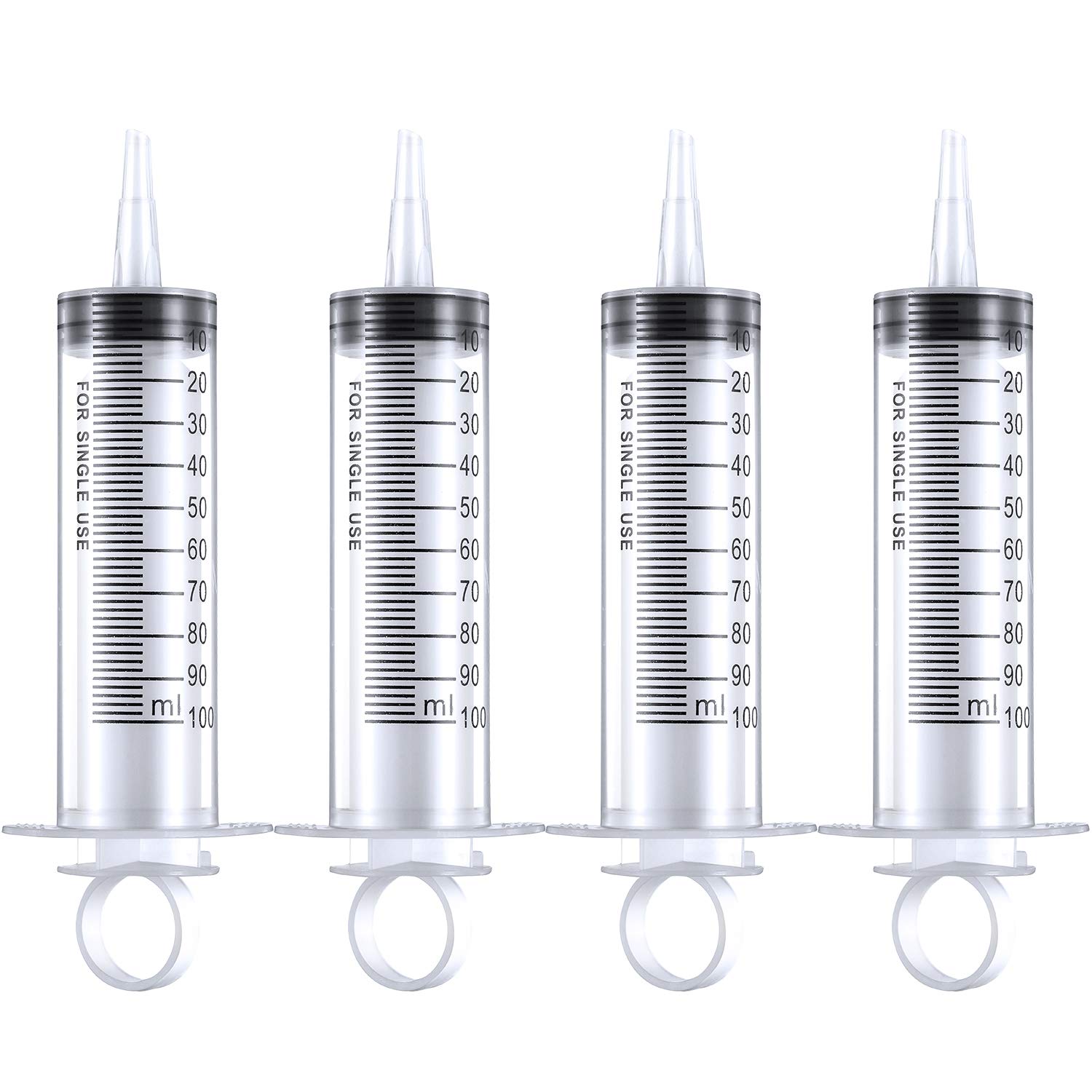 Frienda 4 Pack Large Plastic Syringe for Scientific Labs and Dispensing Multiple Uses Measuring Syringe Tools (100 ml)