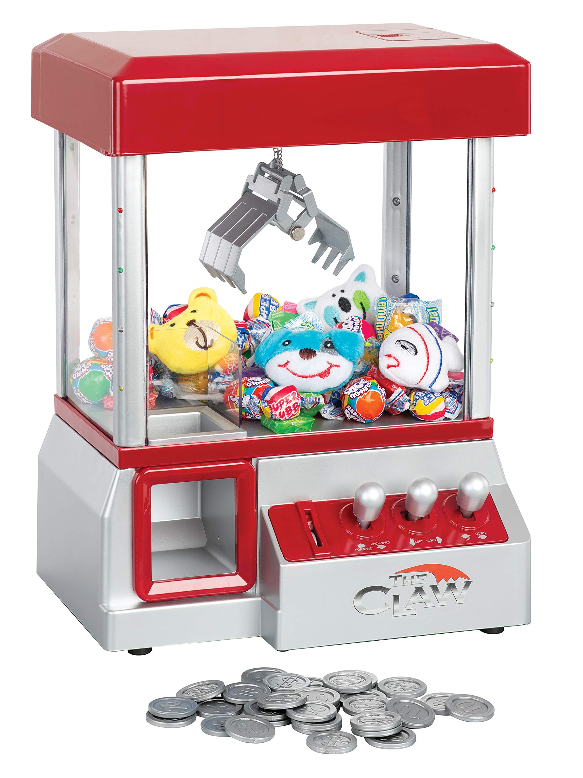 Claw Machine - Arcade Mini Toy Grabber Machine for Kids - Candy Machine- Retro Carnvial Music & Flashing Lights- Best Birthday Gift Game. Use Gumballs, Candy, Toys, or Small Prizes (Red)