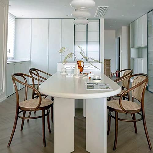 BAYCHEER Contemporary Solid Wood Top Oval Dinette Table Simple Dining Table for Living Room - White 55.1" L x 27.6" W x 29.5" H (Table Only)