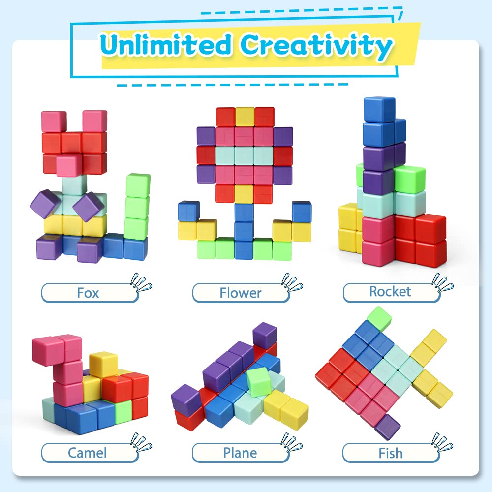 Dilabnba Large Magnetic Block for Kids Toddler, 1.26 Inch Jumbo Magnet Cube Science Kit Building Set, Preschool STEM Educational Learning Creativity Magnet Toys(18PCS)