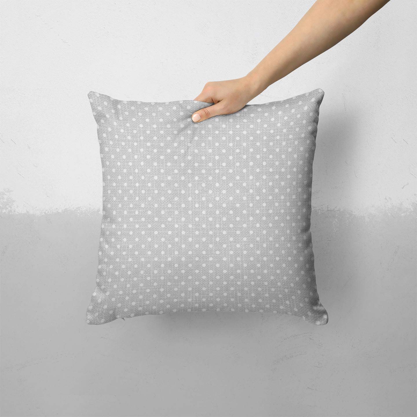 iiRov White Micro Polka Dots Over Gray Fabric - Custom Decorative Home Decor Indoor or Outdoor Throw Pillow Cover Plus Cushion Set for Sofa, Bed or Couch (Pillow CASE Cover Plus Cushion)