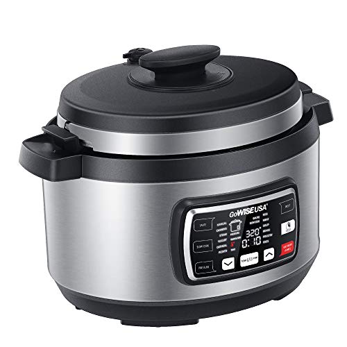 GoWISE USA GW22709 Ovate 9.5-Qt 12-in-1 Electric Pressure Cooker Oval with Slow Cook, Rice, Yogurt, Egg, Saute, Steamer, Keep Warm Functions + Accessories & Recipes, Stainless Steel