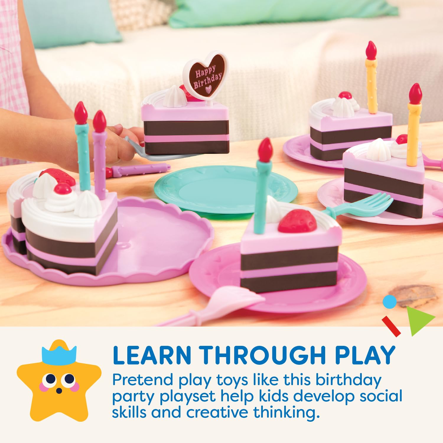 Battat- Play Circle- Birthday Cake β Toy Food β Plates & Candles Accessories- Pretend Play- Princess Birthday Party- 3 years + (24 Pcs)