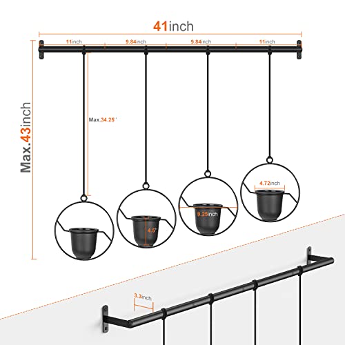 Auledio 4pcs Hanging Planters, Indoor Metal Plant Hanger with Plastic Pots