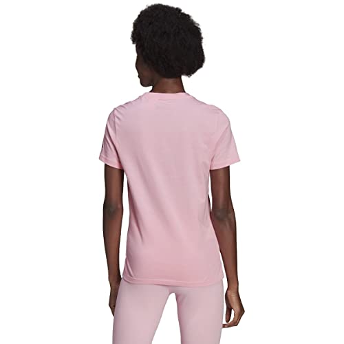adidas Women's Essentials Slim Logo Tee, Light Pink/Black, Small