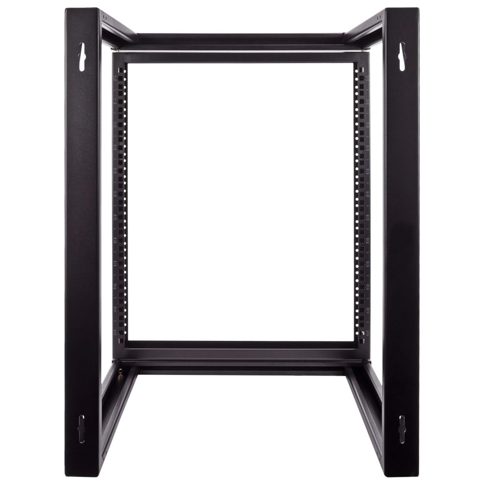 NavePoint 12U Server Rack with Swing Gate - 12U Wall Mount Rack for 19 Inch IT Equipment Open Frame Rack β Network Rack Wall Mount for AV & Server Equipment 18β Deep 12U Rack, Black