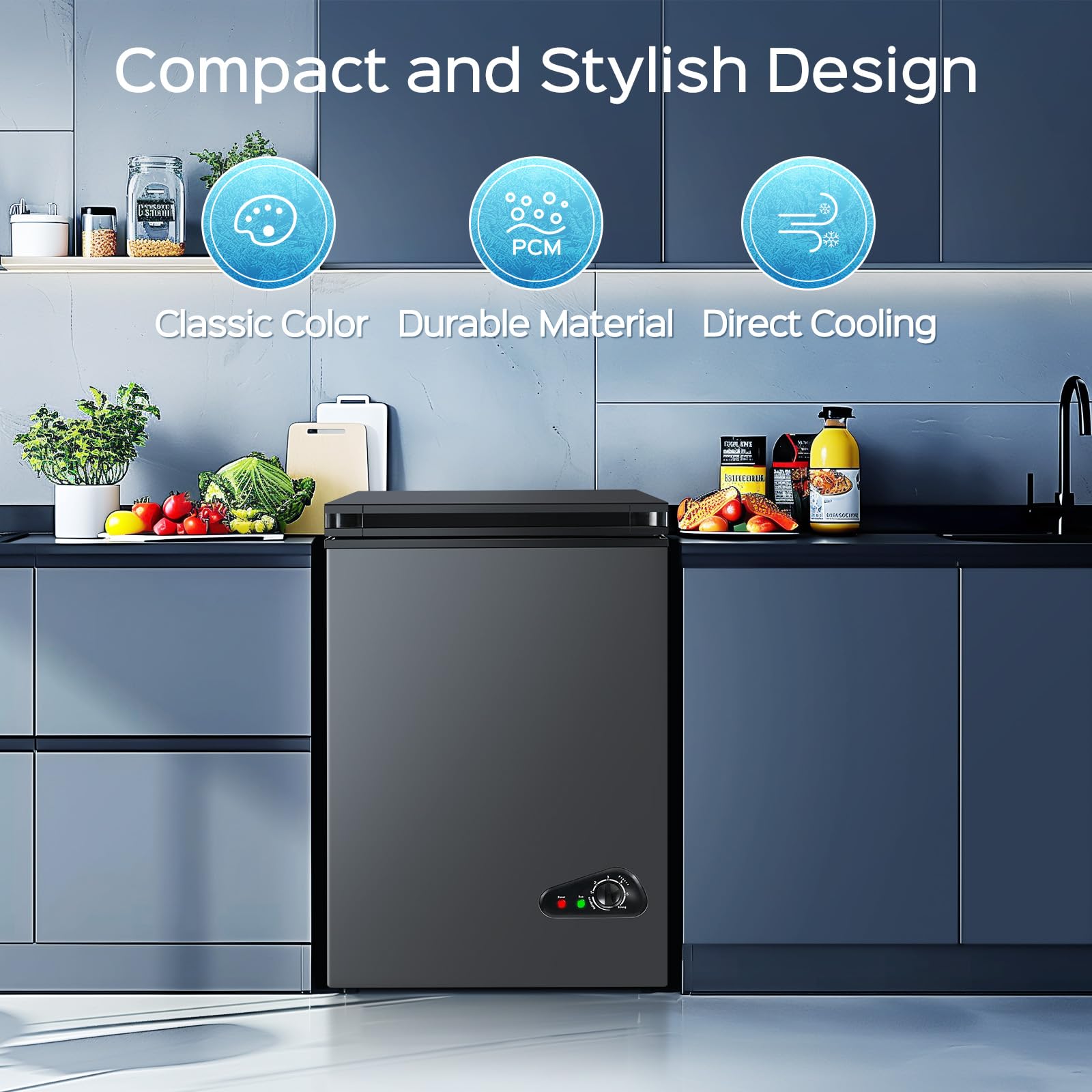 Anypro Chest Freezer 6.0 Cu.Ft Small Deep Freezer with 2 Removable Baskets, 7 Adjustable Temperatures, FreeStanding Top Door Compact Mini Freezer for Garage Dorm Apartment RV Kitchen Business, Black