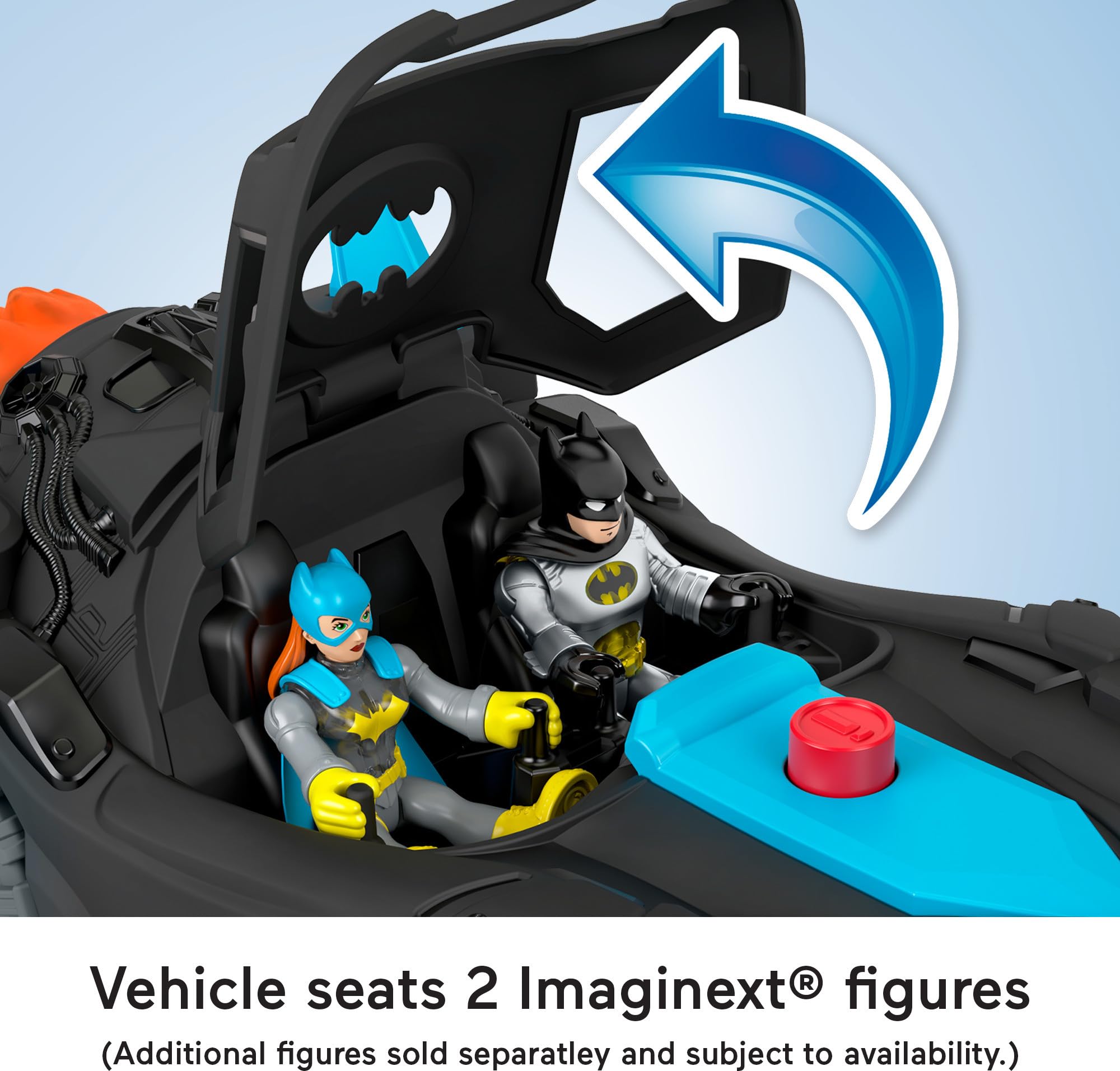 Fisher-Price Imaginext DC Super Friends Batman Toy, Lights & Sounds Batmobile with Batman Figure for Preschool Kids Ages 3+ Years