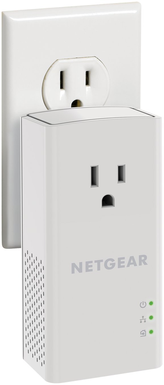 NETGEAR PowerLINE 1000 Mbps, 1 Gigabit Port with Pass-Through, Extra Outlet (PLP1000-100PAS)