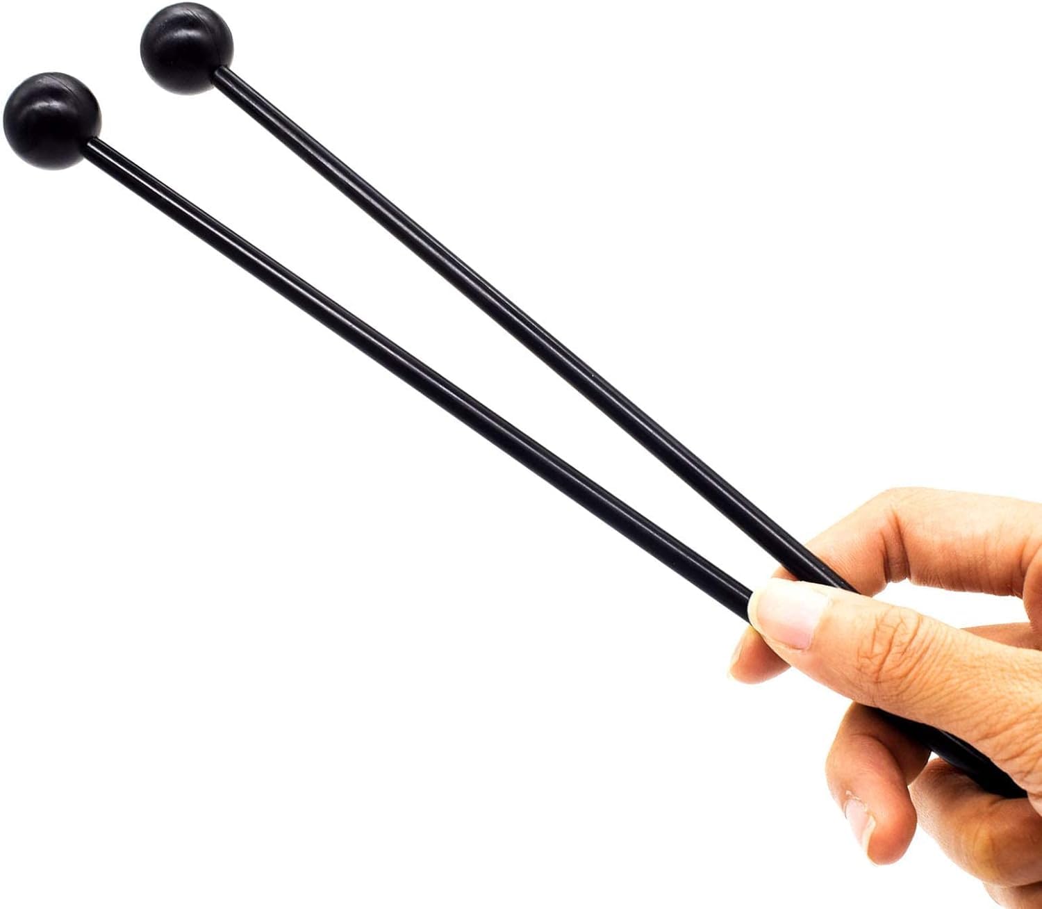 AUEAR, 10 Pack Solid Plastic Bell Mallets Percussion Sticks Hammer Drum Xylophone 11 Inch Black