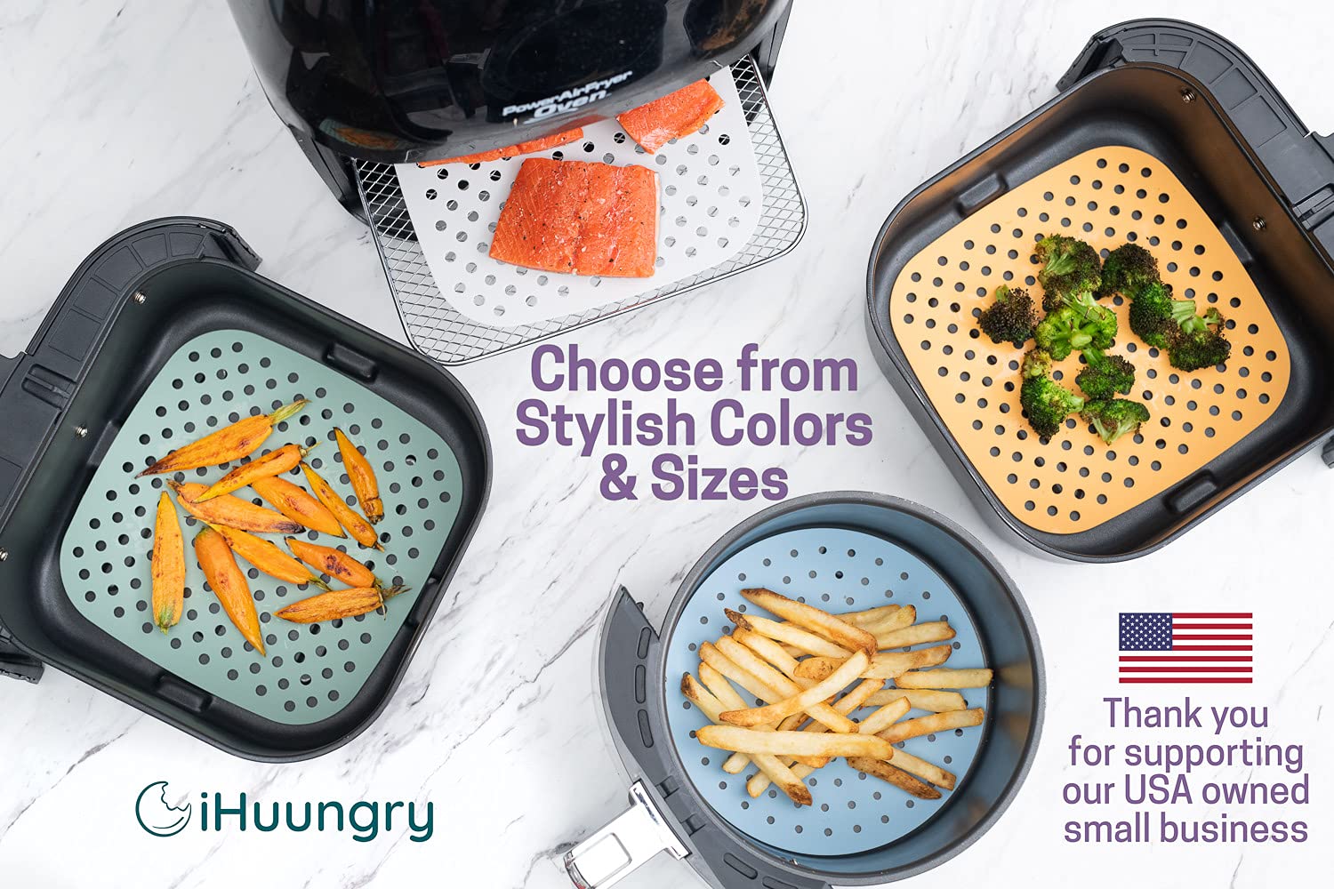 Air Fryer Silicone Liners, Non-Stick, Easy Clean, Reusable Air Fryer Liner Mats Accessories 8.5” SQUARE (2-Pack) “FUZZY PEACH” Fits most air fryer models