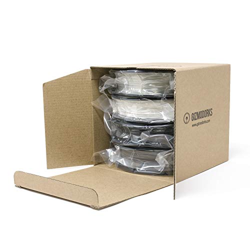 Gizmo Dorks ABS Filament for 3D Printers 3mm (2.85mm) 200g, 4 Color Pack - Black, Grey, Transparent, White