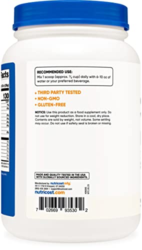 Nutricost Grass-Fed Whey Protein Isolate (Unflavored) 2LBS - Non-GMO, Gluten Free, Pure Protein
