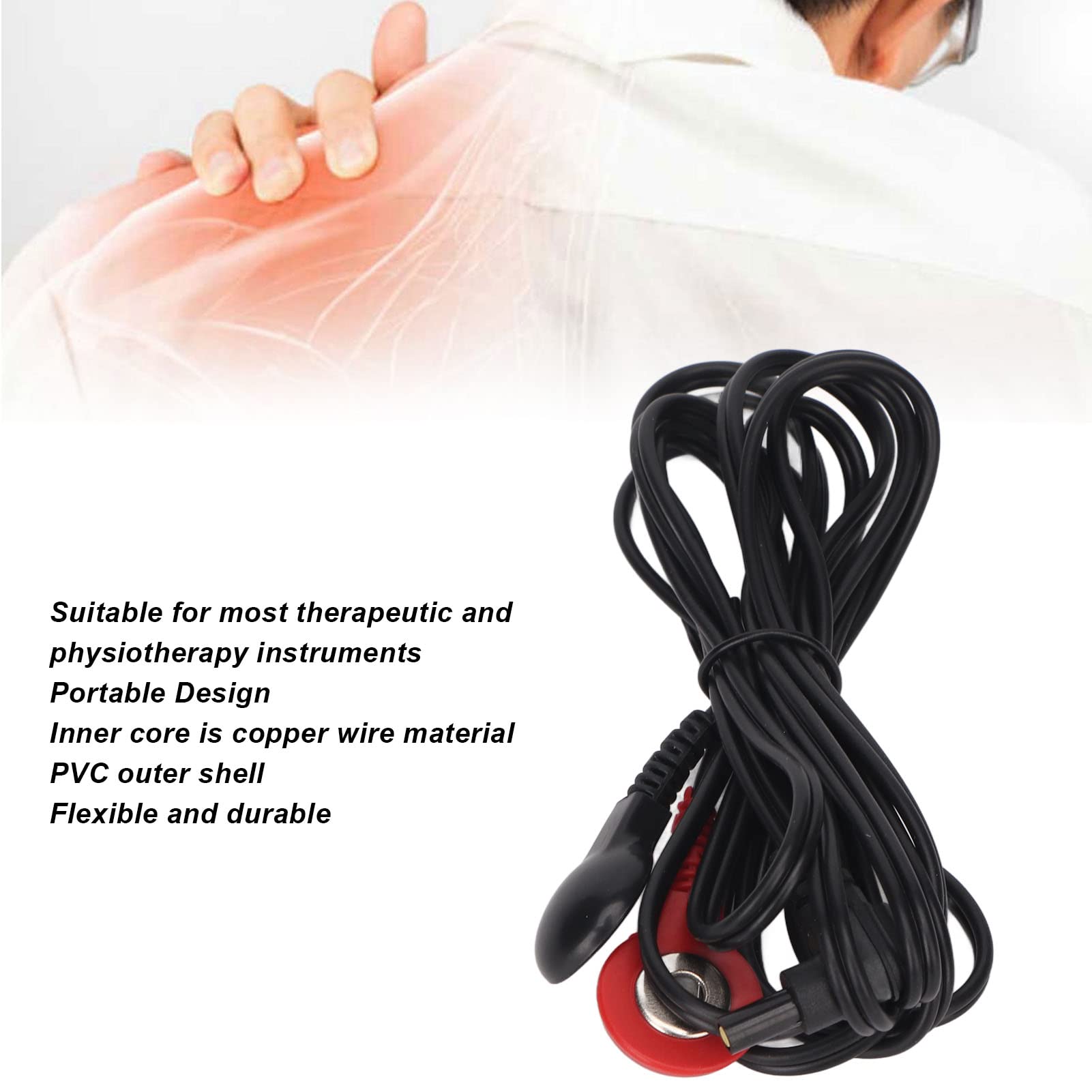 5pcs Black Electrode Wire 2.35mm Plug Electrode Wire for TENS Machine Digital Treatment Machine 4.9ft