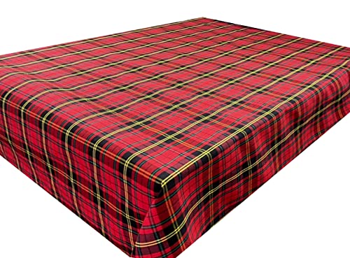 AMORNPHAN 60 Inch Plaid Scottish Traditional Pattern Tartan Motif Printed 100% Woven Cotton Fabric for Clothing Tablecloth Decorative Sewing Arts Crafts Upholstery and Home Accents for 1 Yard (Red)