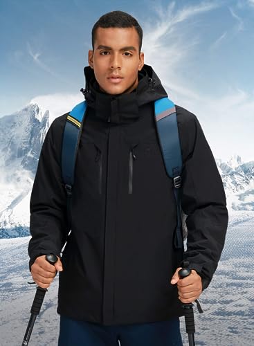 CAMEL CROWN Outdoor Jacket Men Winter Ski Jacket Windbreaker 3 in1 Hooded Rain Coat for Traveling Climbing Hiking