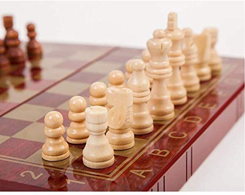 Chess Portable Set Portable Set Wooden Portable Chessboard Folding Board Game International Set for Party Family Activities Backgammon LQHZWYC (Size : L)