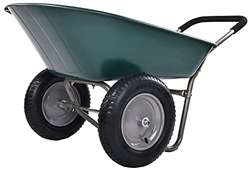 BalanceFrom Dual-Wheel Home Garden Yard Utility Wheelbarrow Cart with Built-in Stand