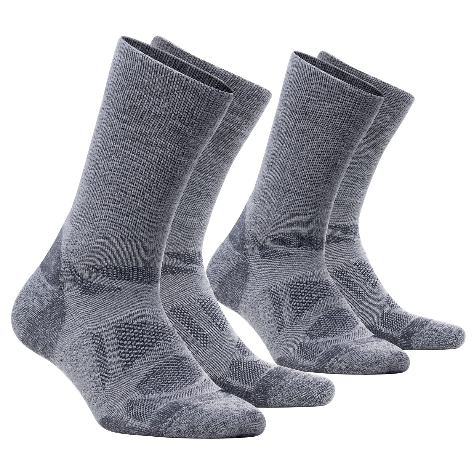 AKASO Merino Wool Hiking Socks - Breathable Moisture Wicking Crew Athletic Socks with Cushioned for Men & Women (2 Pairs)