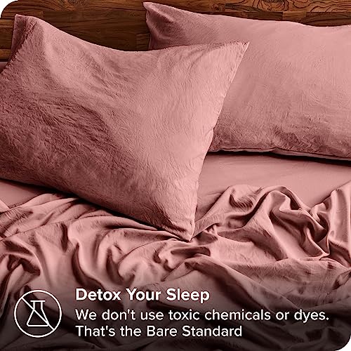 Bare Home Sandwashed Queen Sheet Set - Premium 1800 Ultra-Soft Microfiber Bed Sheets - Double Brushed - Hypoallergenic - Stain Resistant (Queen, Sandwashed Dusty Rose)