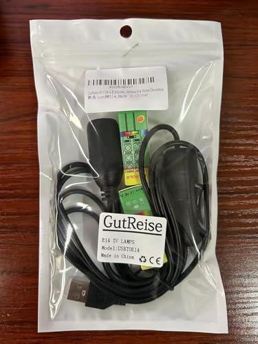 GutReise 5V USB to E14 Socket,2pcs E14 LED Bulbs 5V-6V Lamps for Table lamp Ceiling Christmas Star Home Decoration
