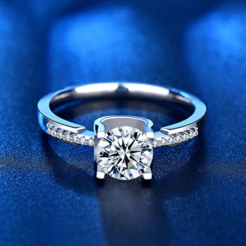 925 Sterling Silver Classic Bull Head Rings for Women, 1ct 4 Prong Moissanite Engagement Closed Ring with GRA Certificate (1 Carat,7)