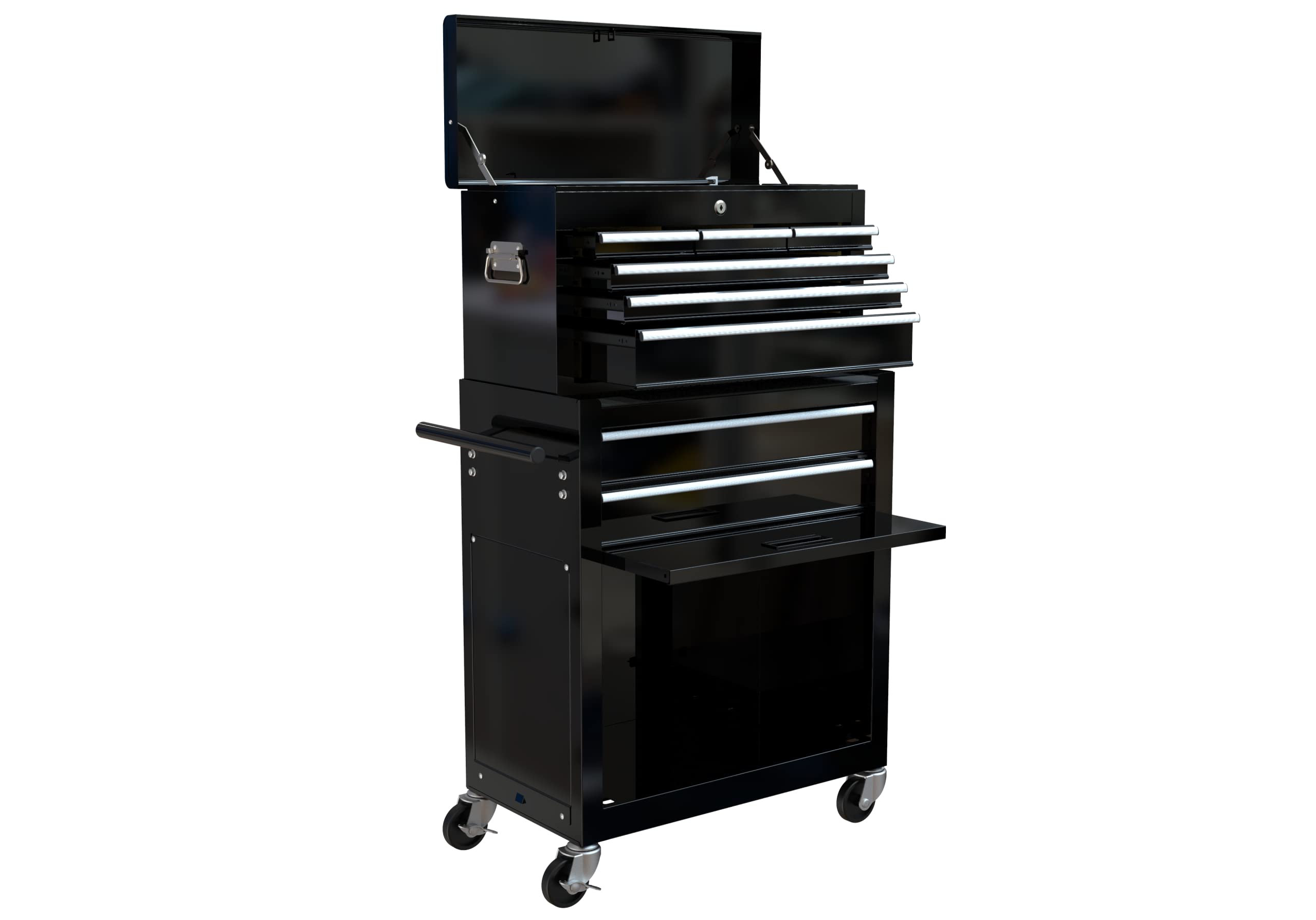 8 Drawer Rolling Tool Chest with Wheels, High Capacity Tool Storage Cabinet & Tool Box Cart, Lockable Rolling Tool Chest with Drawers, Toolbox Organizer for Garage Warehouse Workshop - Black