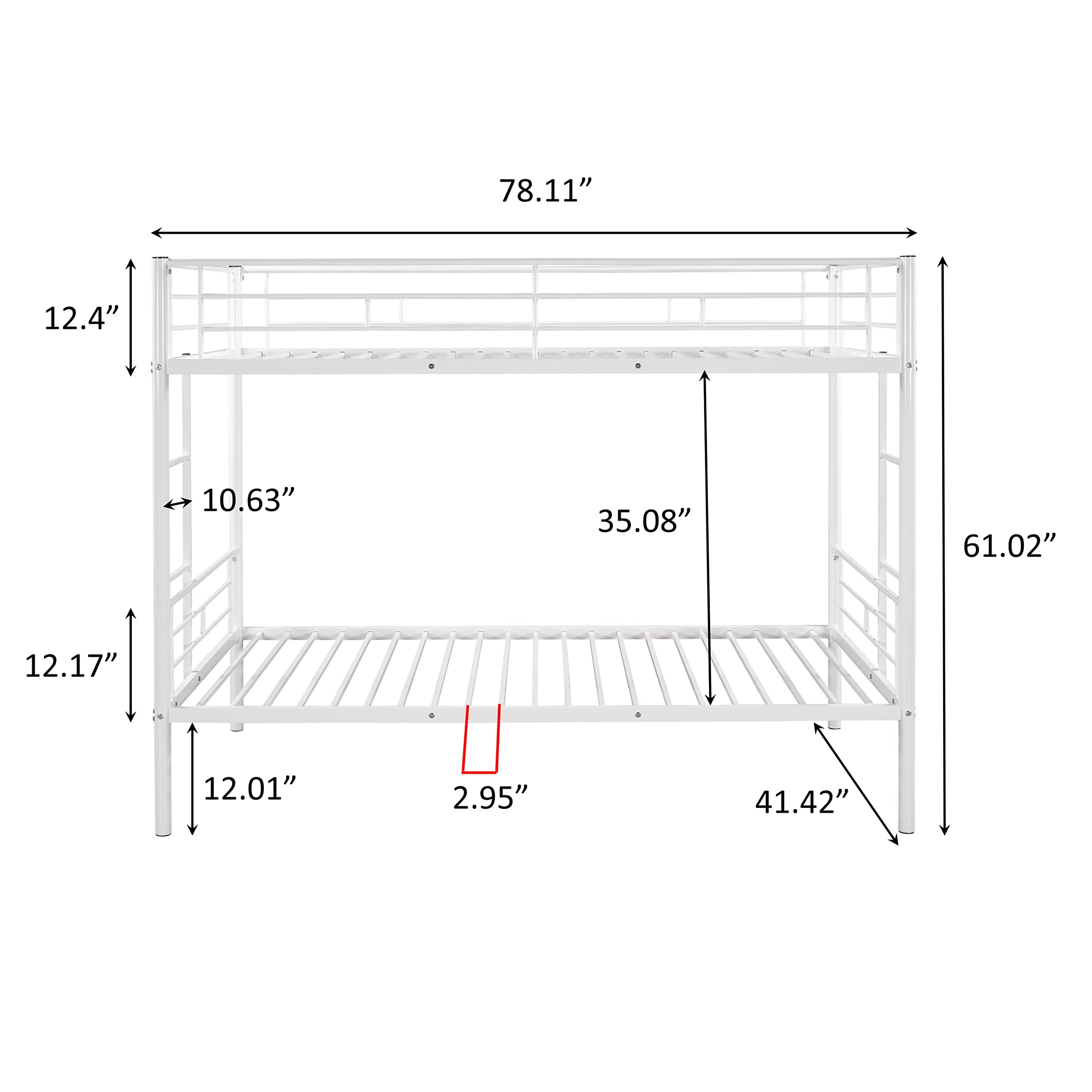 MWrouqfur Twin Over Metal Bunk Bed,Sturdy Heavy Duty Beds with 2 Side Ladders,Space Saving,No Noise,No Box Spring Needed,for Boys Girls Teens Adults