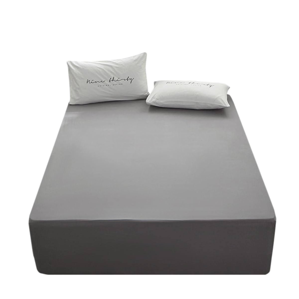 Bedding Twin Size Fitted Sheet Only-Twin Size Deep Pocket Bottom Fitted Sheet Fits 15inches Bed Matress Sheet Soft and Microfiber Easy Care-Light Gray