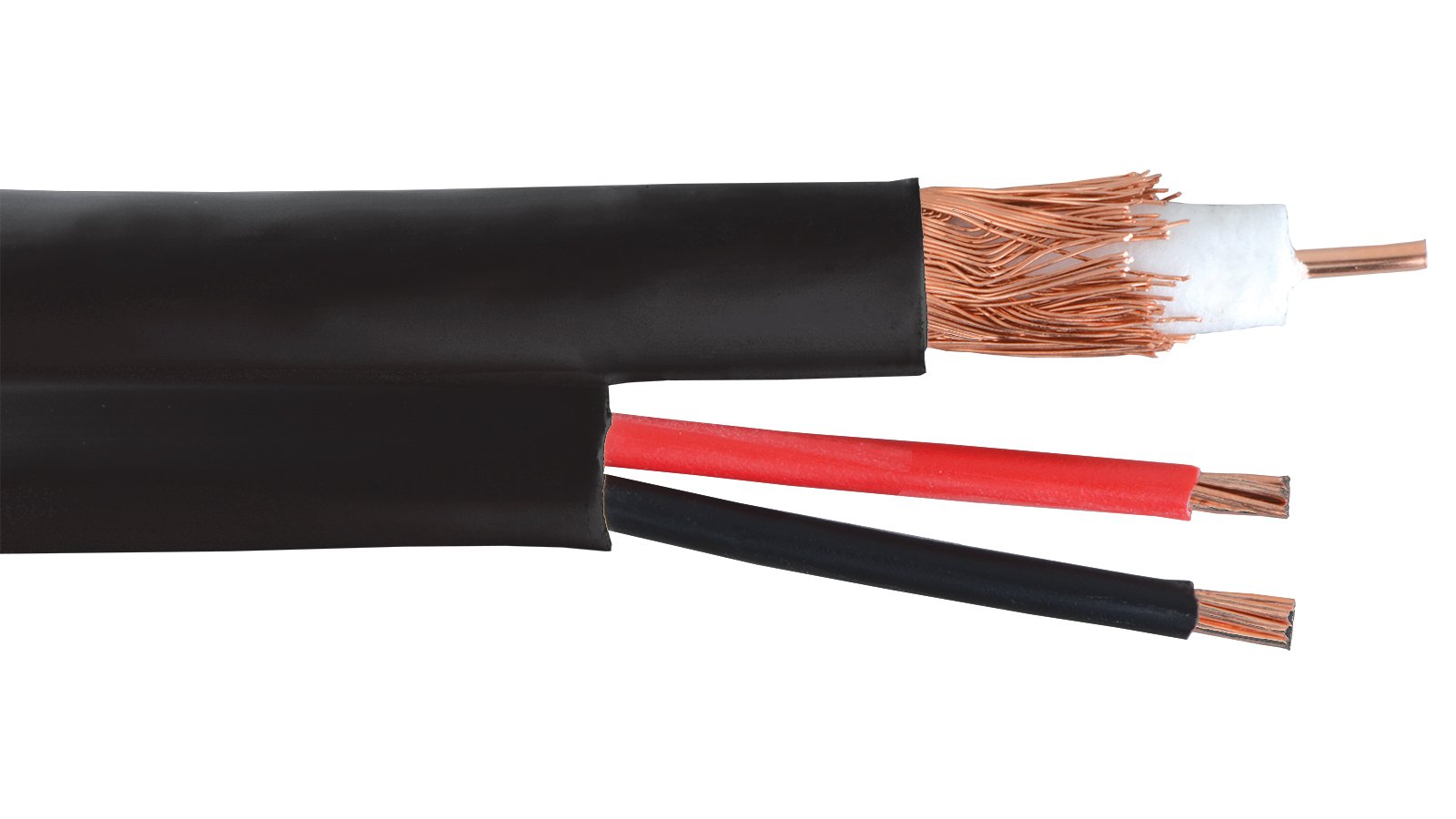 FiveStarCable RG59 Solid 1000ft Bare Copper Siamese Coaxial 20 AWG RG59 + 18/2 18AWG Power Combo CCTV Cable Color Black
