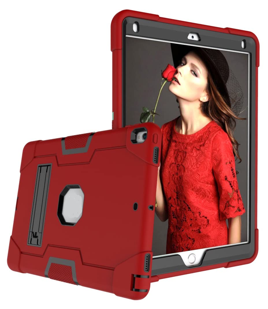 Jaorty Case for iPad Air 3 10.5" 2019,for iPad Pro 10.5 inch 2017 Case,3 in 1 Hybrid [Soft&Hard] Heavy Duty Rugged Stand Shockproof Anti-Slip Anti-Scratch Full-Body Protective Case,Red/Black