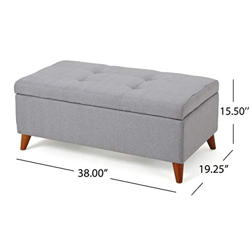Christopher Knight Home Harper Fabric Storage Ottoman, Light Grey