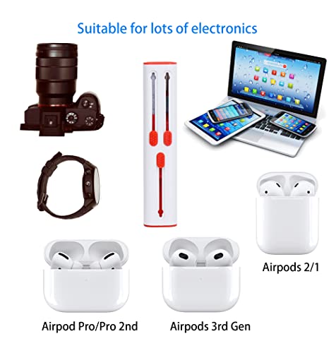 Cleaner Kit Compatible with Airpod Pro 1st 2nd 3rd Generation, Airpods Cleaning Kit and Keyboard Brush Gen 3 2 1, Pen Ear Bud Cleaning Tool for Samsung Galaxy Earbuds, Beats, Laptop, Phone, (Red)