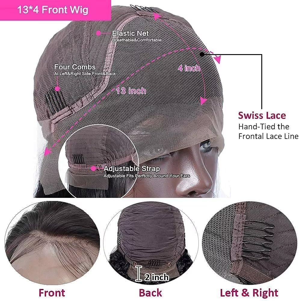 Akcswo Bob Wig 13x4 150% Density Frontal Black Short Bob Lace Front Wigs Pre Plucked Straight Bob Human Hair Wig 10 Inch